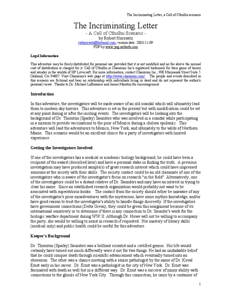 Scenario Incriminating Letter | PDF | Cemetery | Wellness