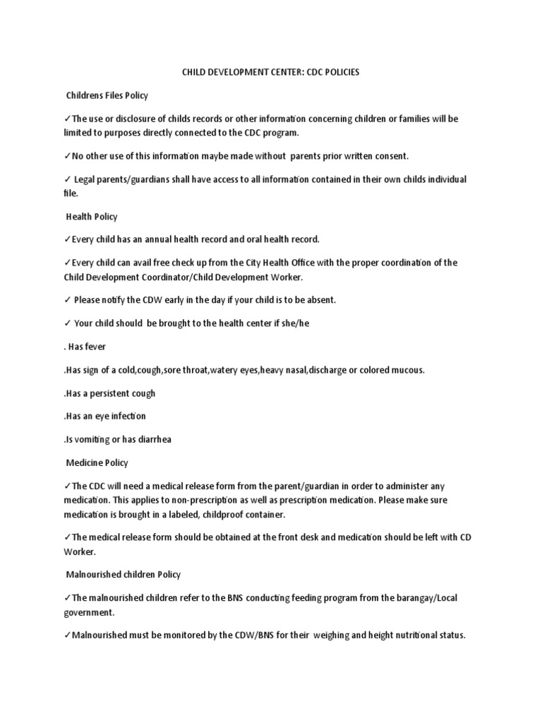 CDC Policies | PDF | Child Neglect | Health Sciences
