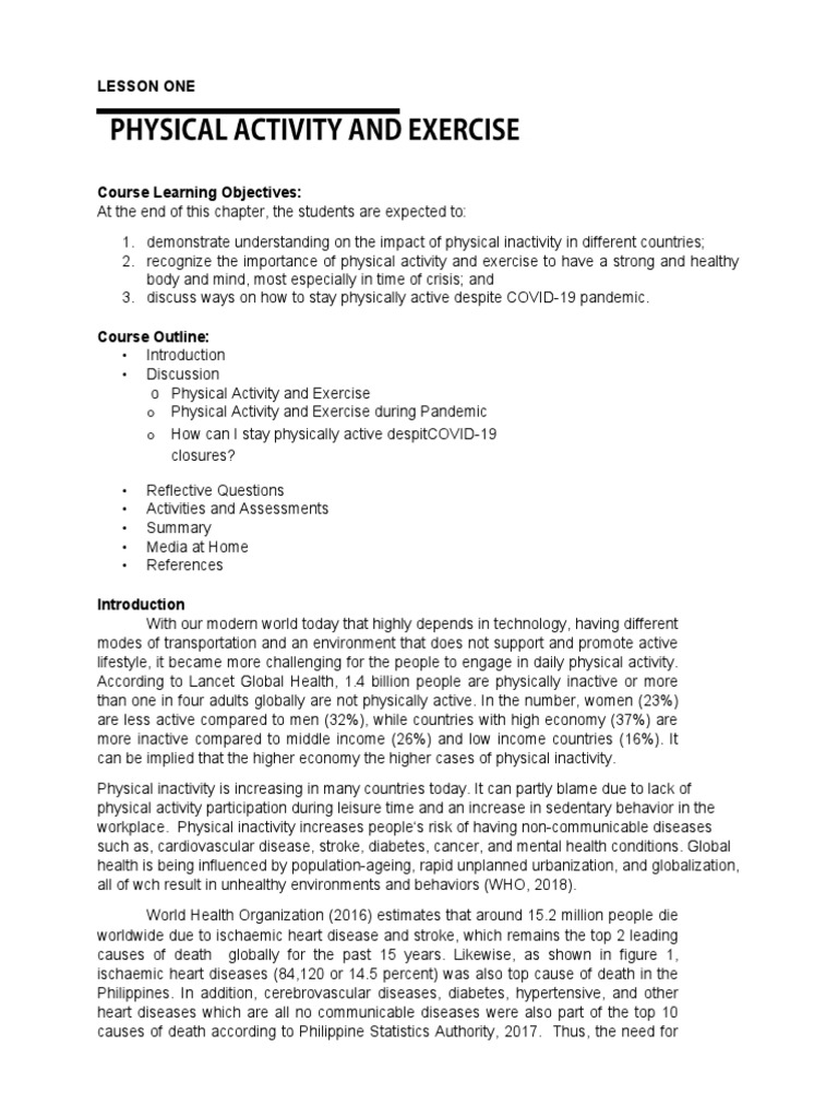 LESSON 2 Physical Fitness and Self Testing Activity | PDF | Physical ...