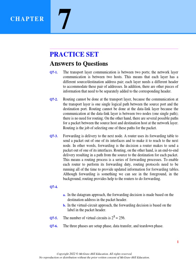 Practice Set: Answers To | PDF | Internet Protocols | Routing