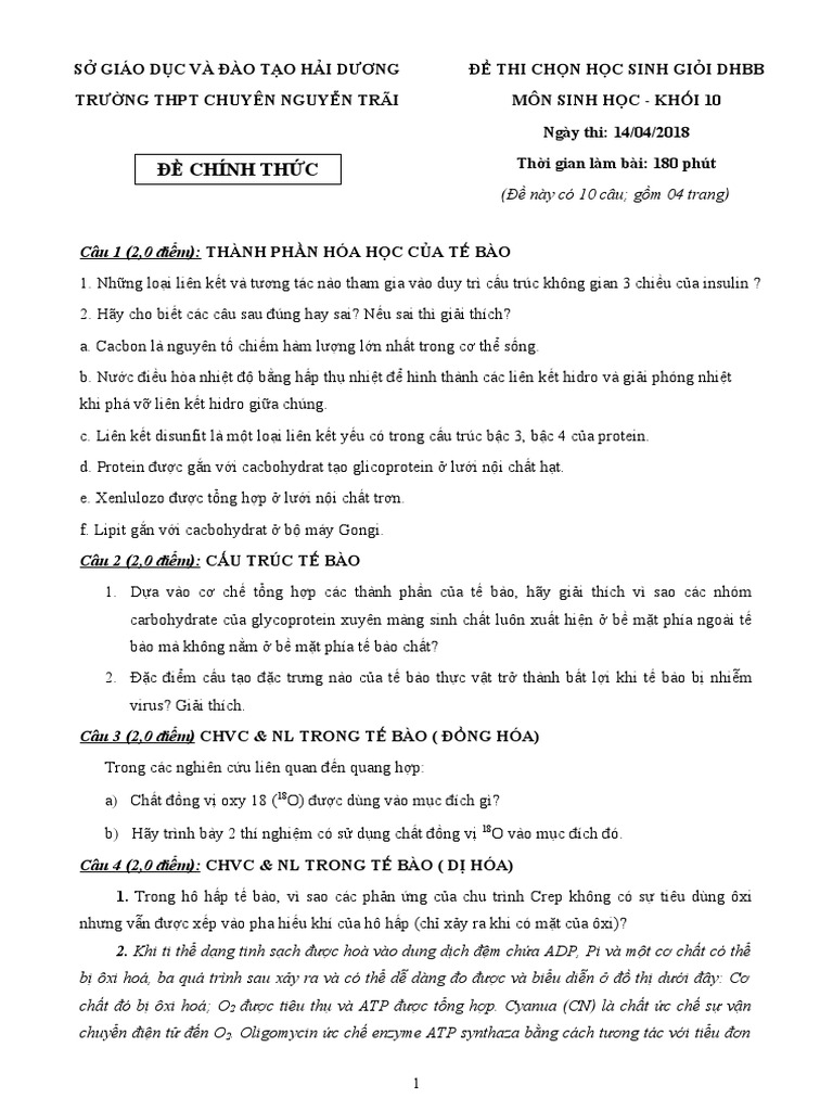 (Lib24.vn) De-Thi-Chon-Hsg-Sinh-Hoc-Duyen-Hai-Dong-Bang-Bac-Bo-Sinh-10-Nam-Hoc-2017-2018-Chuyen ...