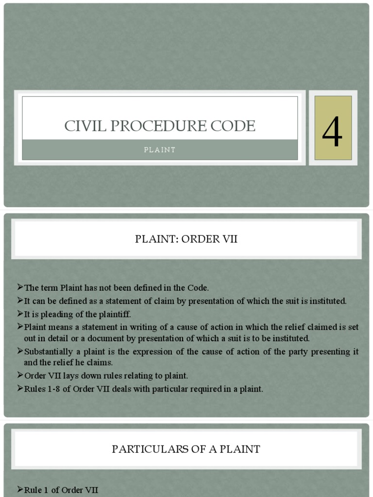 CPC - Module 4 - (D) - Plaint | PDF | Lawsuit | Pleading
