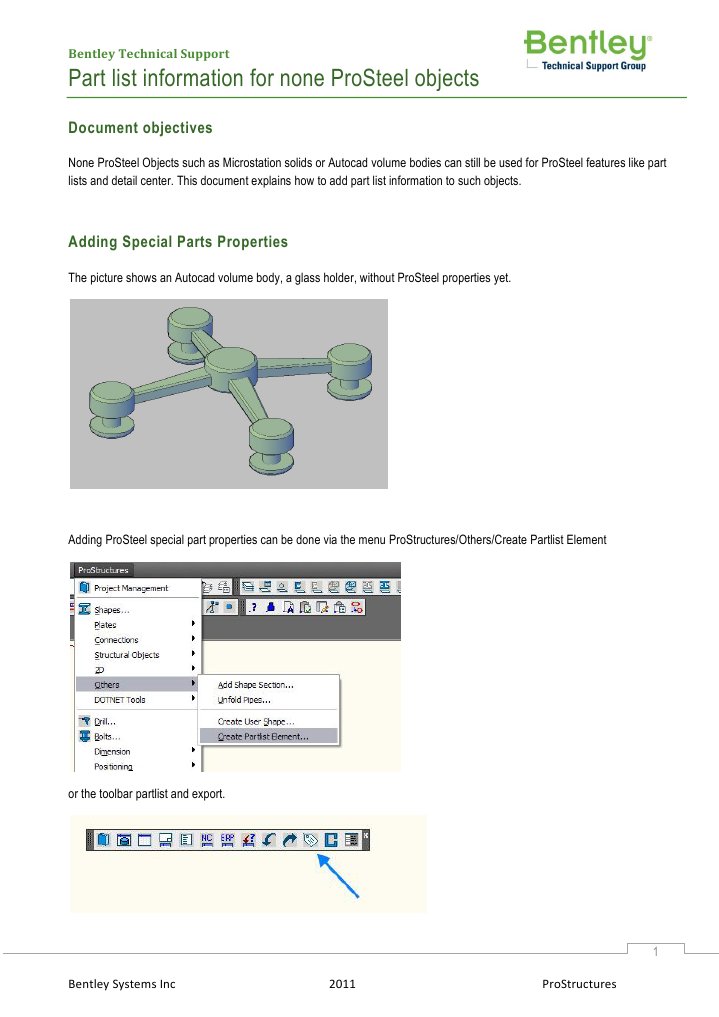 ProSteel Part Lists for Non-ProSteel Objects | PDF