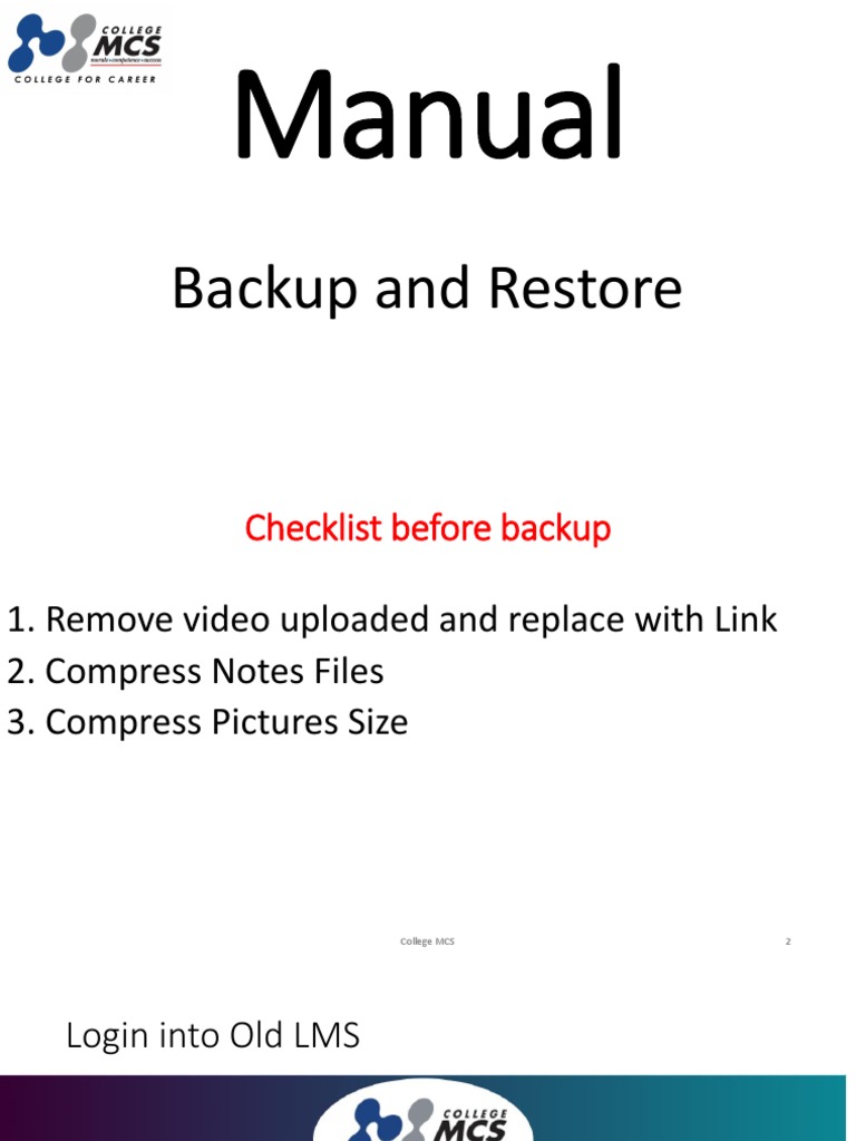 Backup and Restore Manual 24092020 | PDF