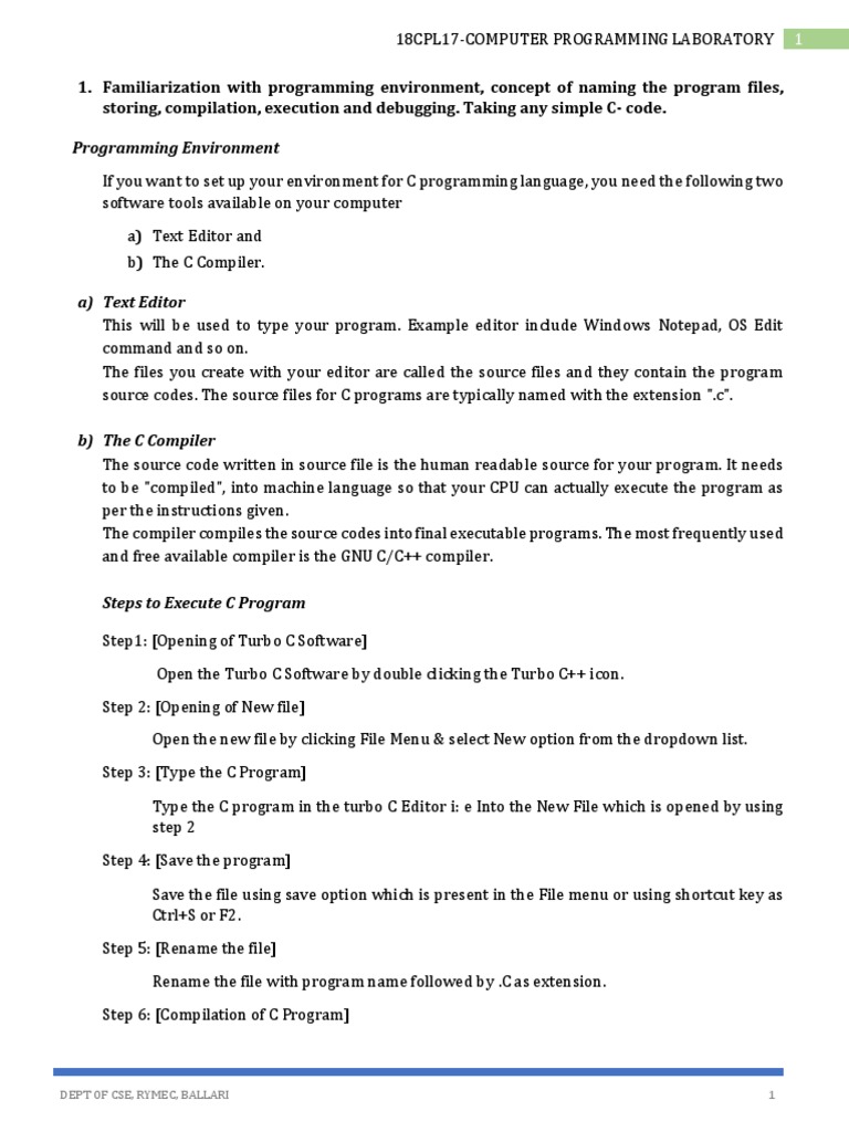 Final Lab Manual | PDF | Source Code | Compiler