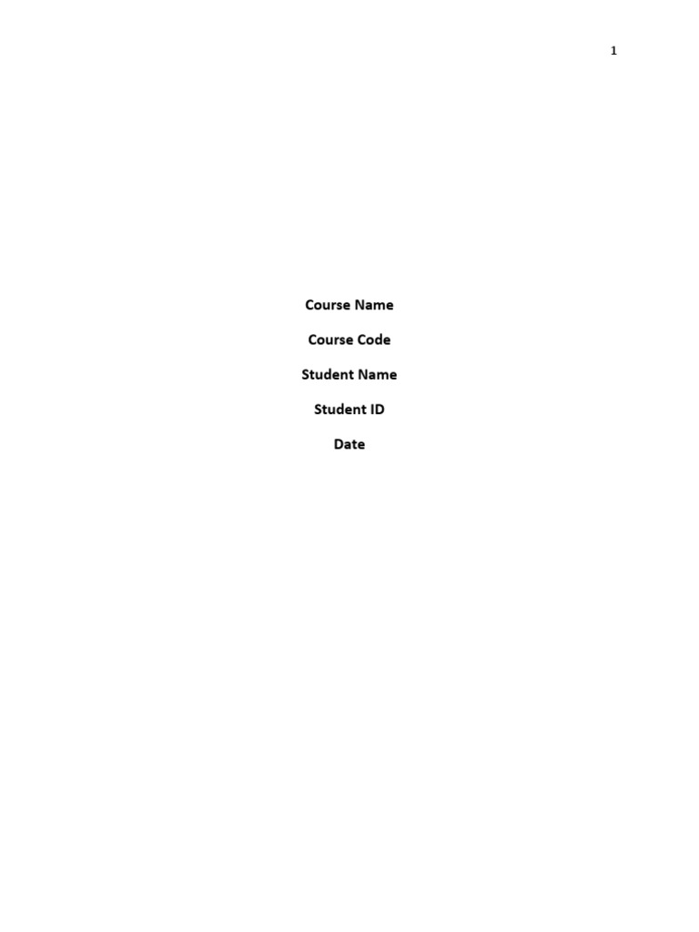 Course Name Course Code Student Name Student ID Date | PDF | Internal ...