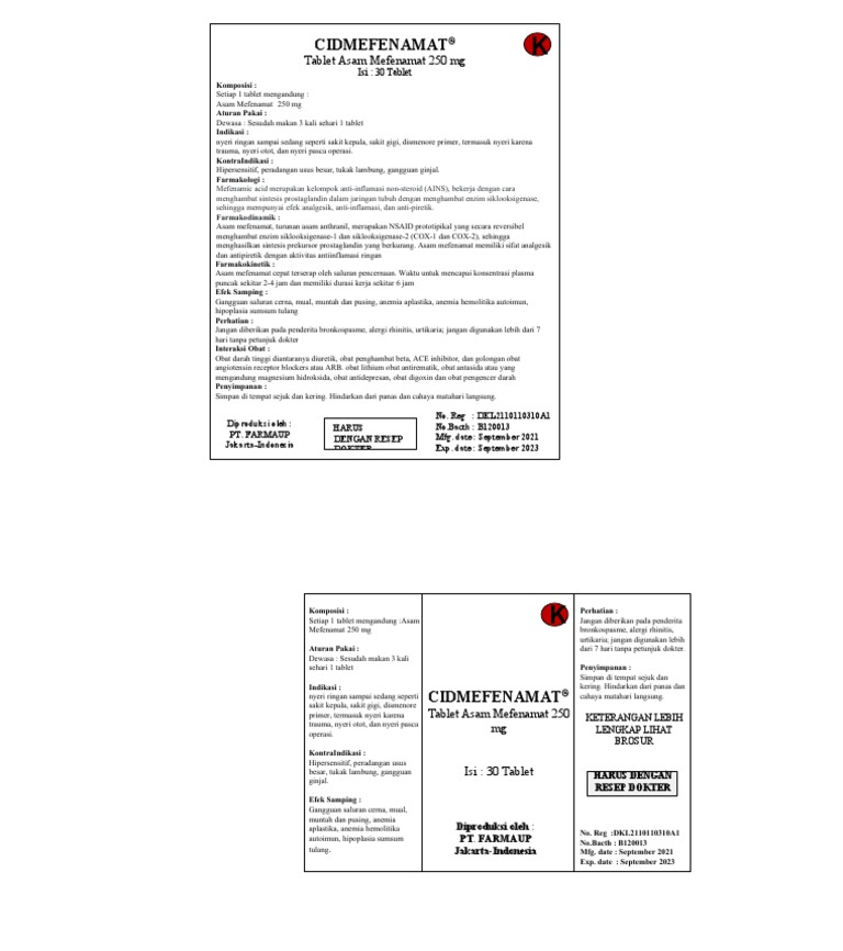 Brosur Dan Etiket Tablet | PDF