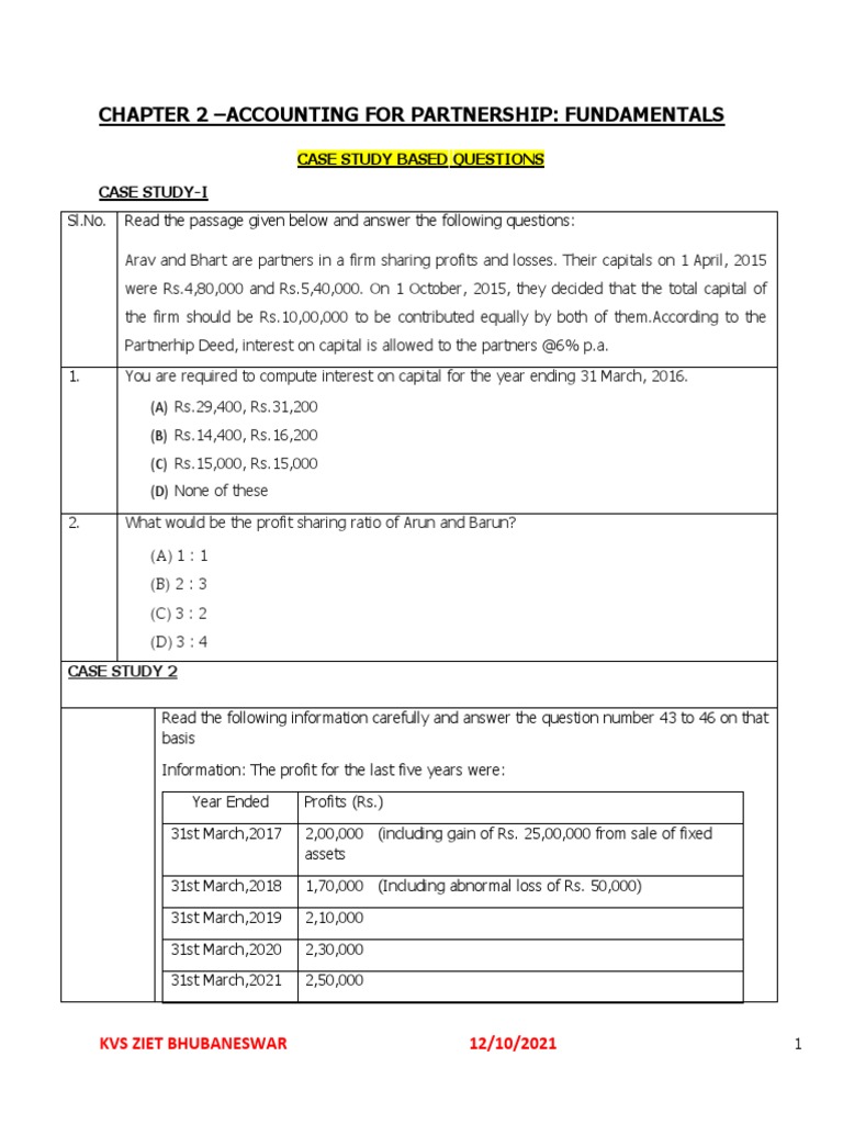 2 - Accounting FOR Partnership: Fundamentals: Case Study Based ...