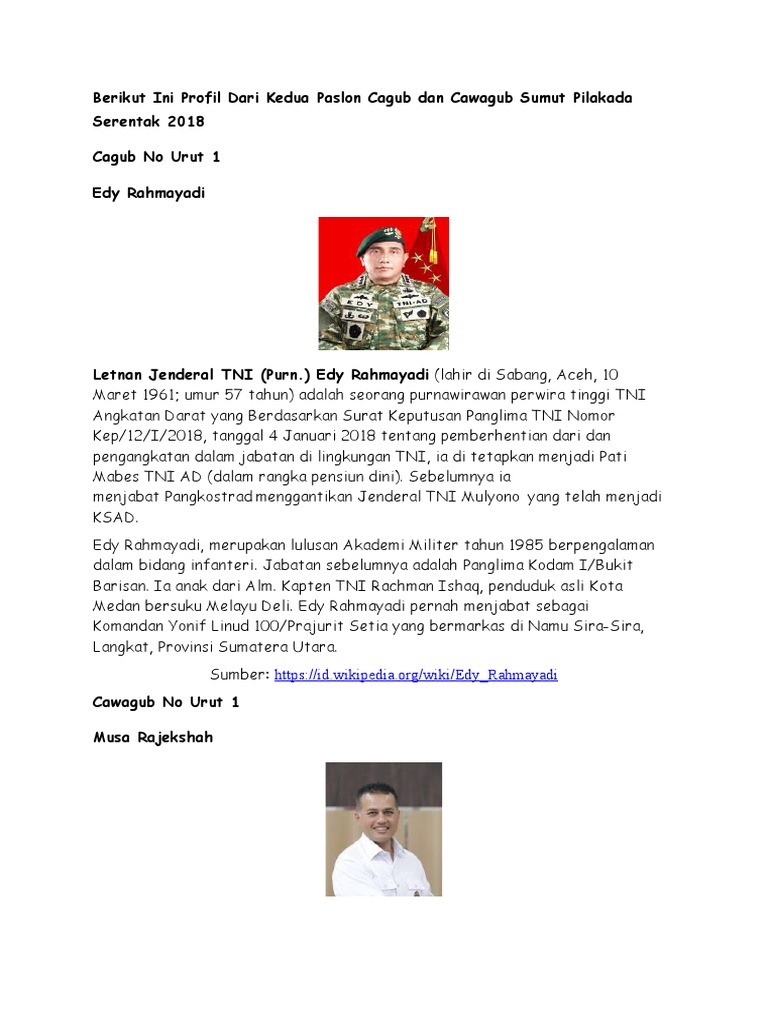 Berikut Ini Profil Dari Kedua Paslon Cagub Dan Cawagub Sumut Pilakada ... Berikut Ini Profil Dari Kedua Paslon Cagub Dan Cawagub Sumut Pilakada ...