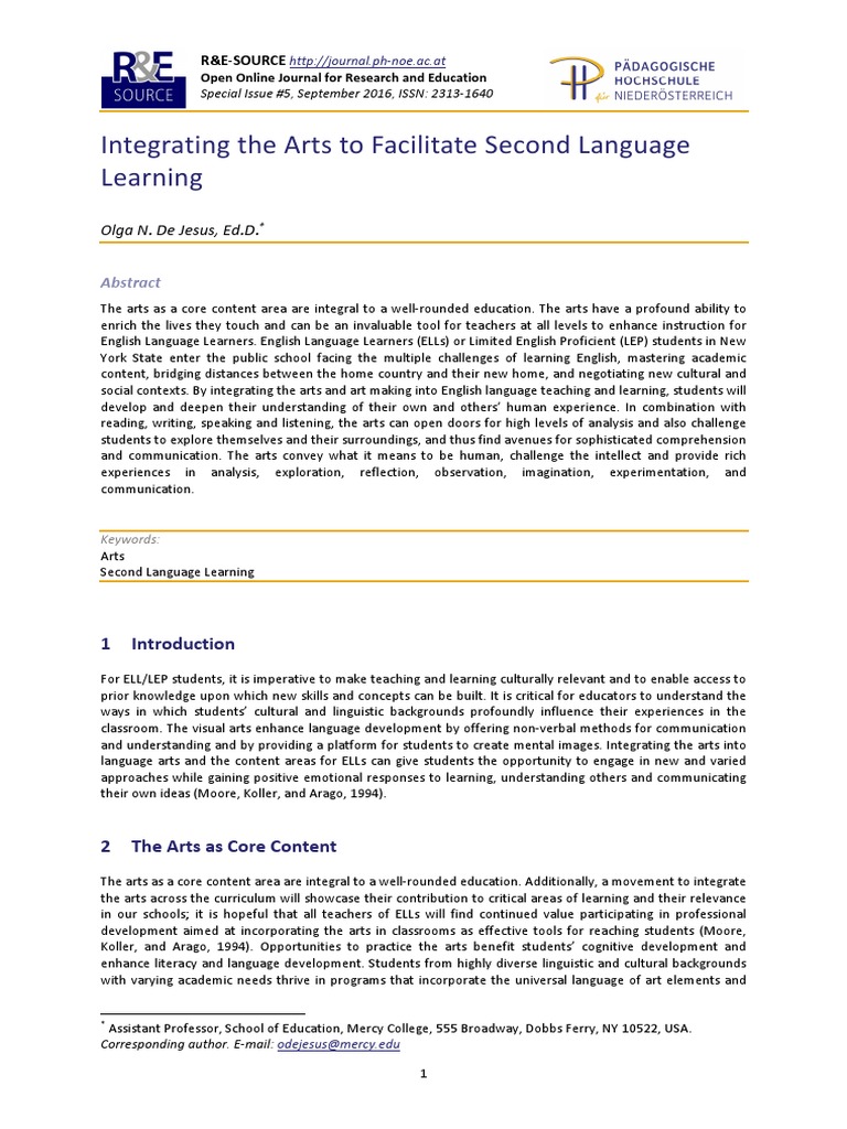 Arts Integration in ESL Education | PDF | Second Language Acquisition ...