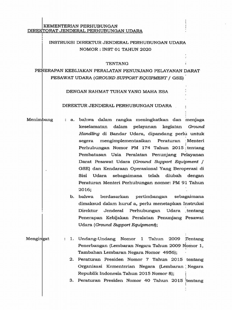 INS 01 TH 2020 TTG Kebijakan GSE | PDF