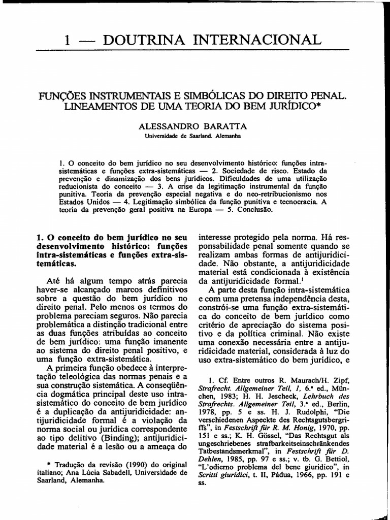 (1994) Alessandro Baratta - Funções Instrumentais e Simbólicas Do ...