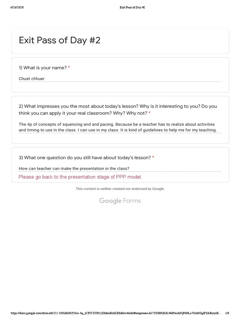 EXIT PASS OF DAY #2 - Google Forms | PDF | Lesson Plan ...