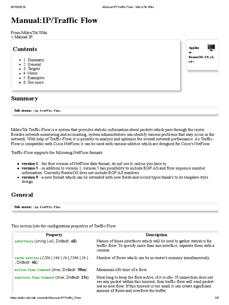 Manual - IP - Traffic Flow - MikroTik Wiki - Lab3.2 | PDF | Router ...