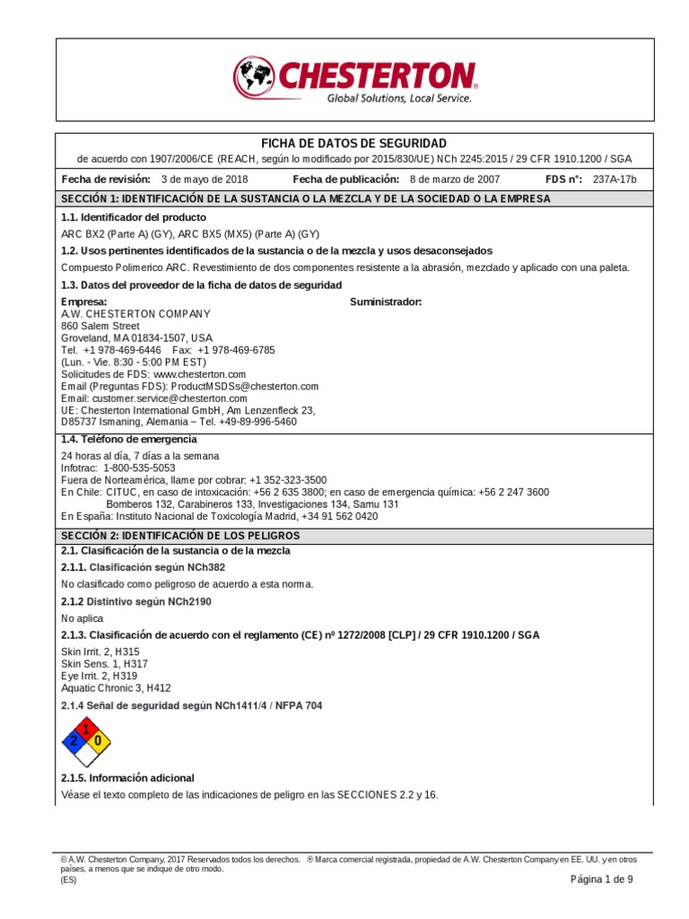 Chesterton Arc MX5 Partea | PDF | Agua | Toxicidad