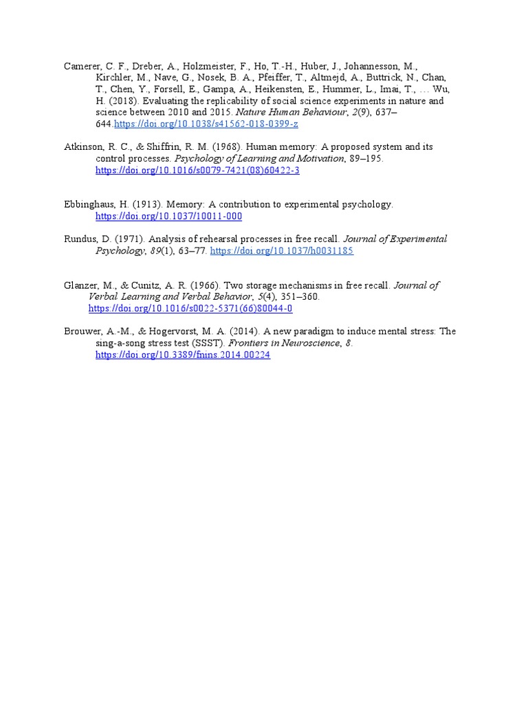 References For Psychology | PDF