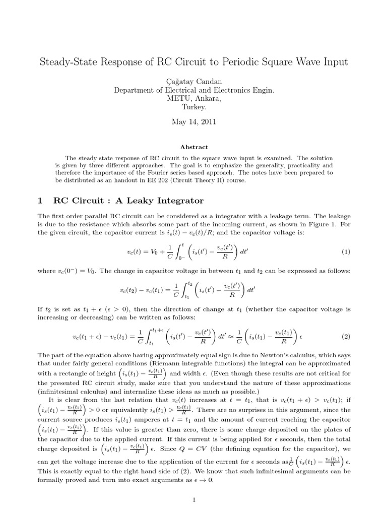 Leaky Integrator Rc Circuit Pdf Capacitor Electrical Network