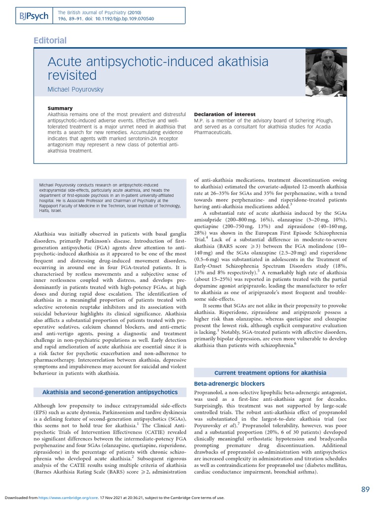 Acute Antipsychotic-Induced Akathisia Revisited - Michael Poyurovsky ...