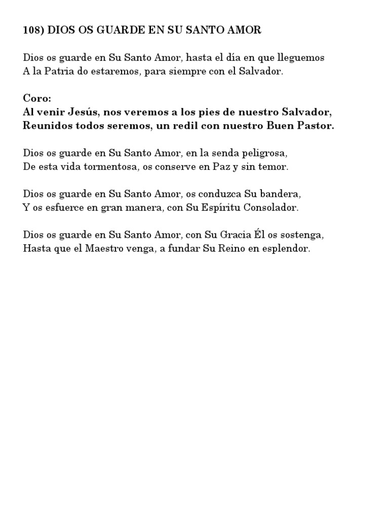 Dios Os Guarde en Su Santo Amor. | PDF