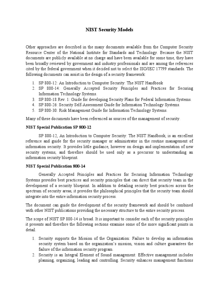 NIST Security Models | PDF | Information Security | National Institute ...