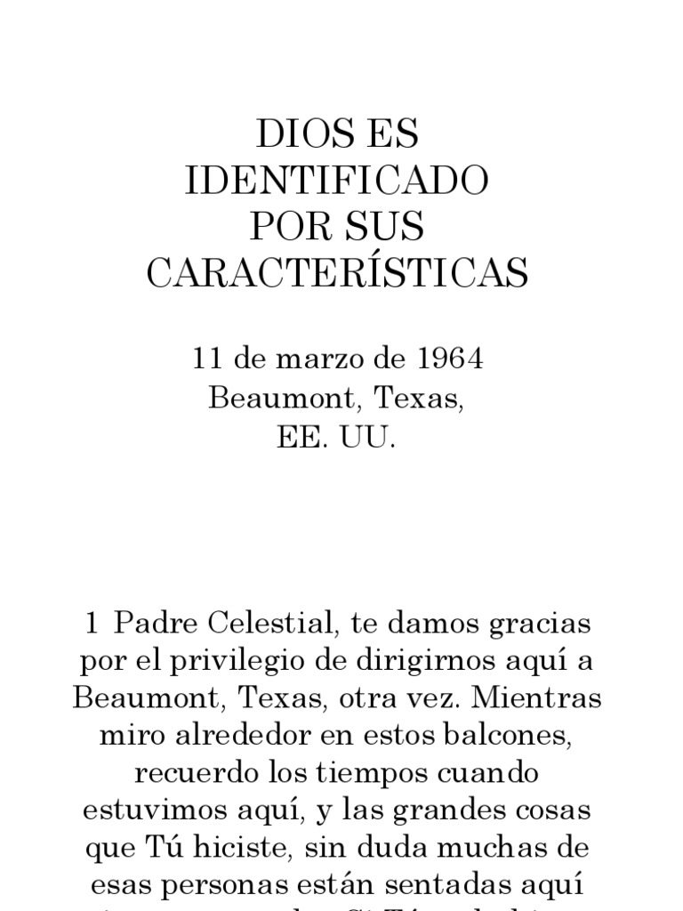 Dios Es Identificado Por Sus Caracteristicas William Marrion Branham ...
