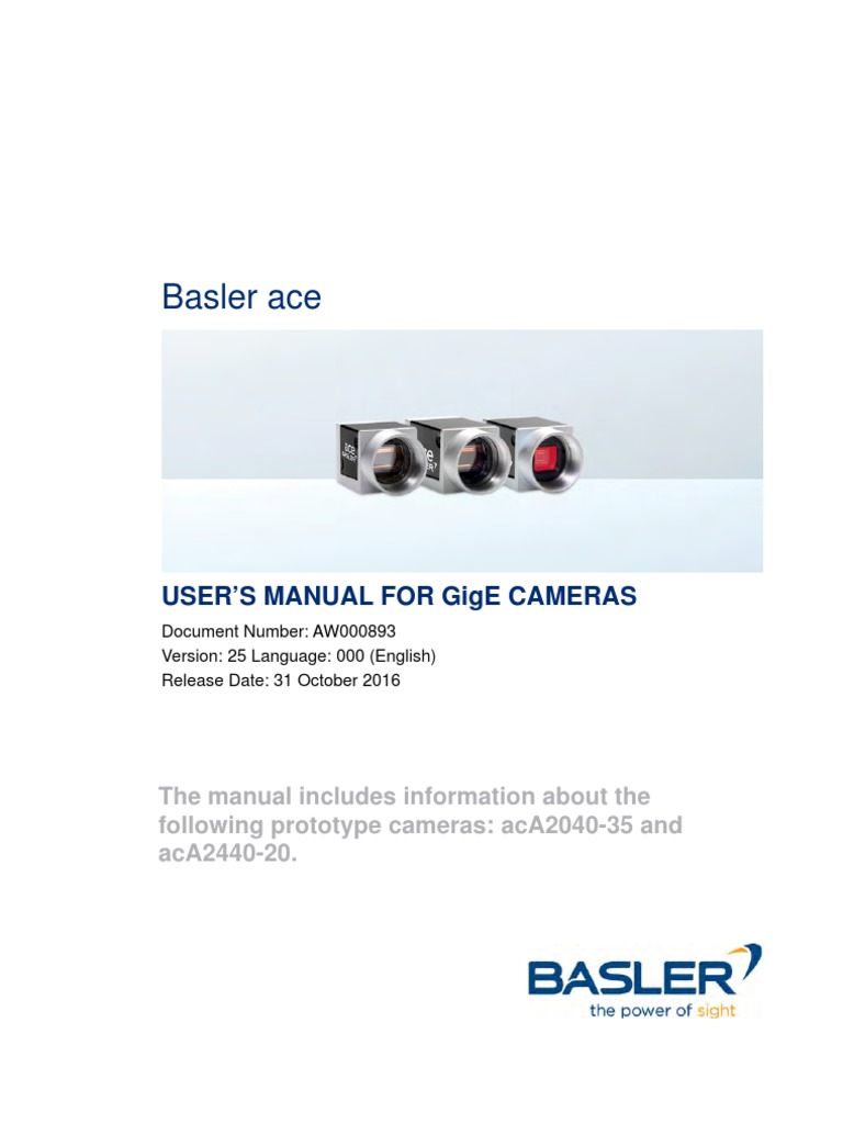 Basler Ace: User'S Manual For Gige Cameras | PDF | Image Resolution | Pixel