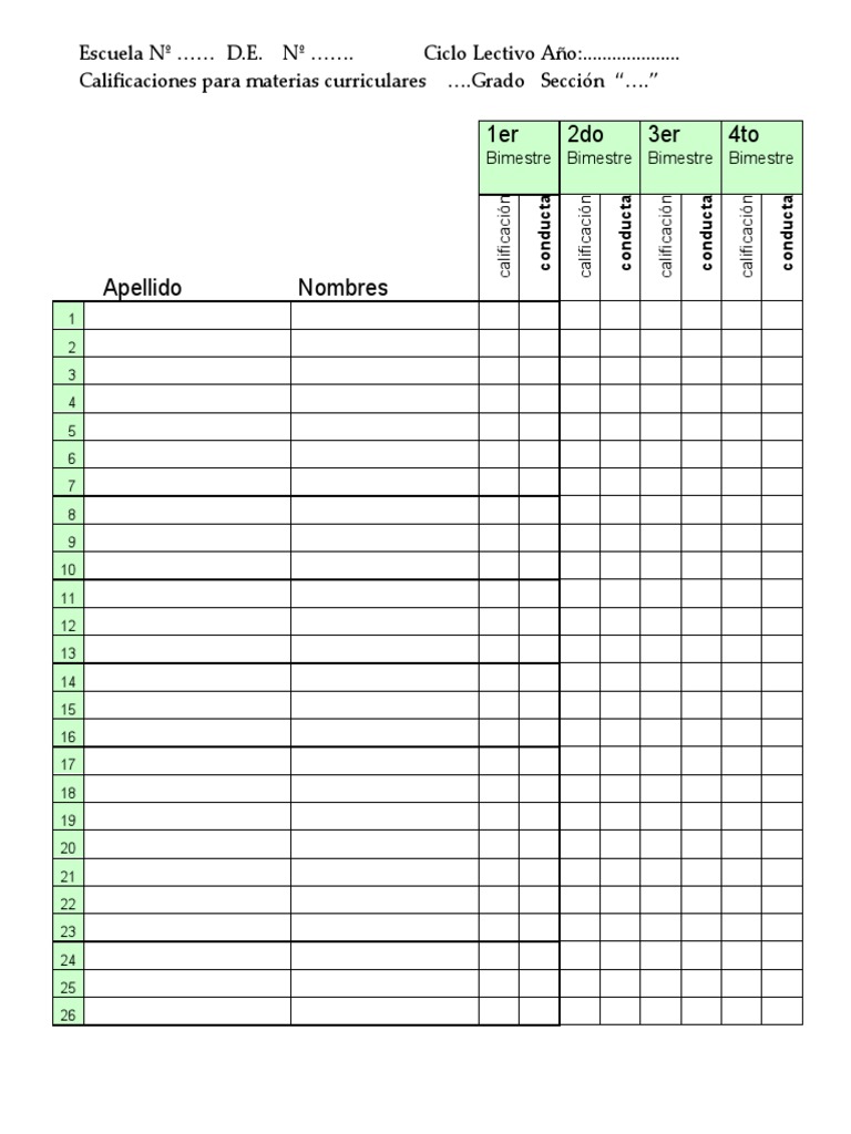 Plantilla De Libro De Calificaciones Interactivo Para Docentes Para ...