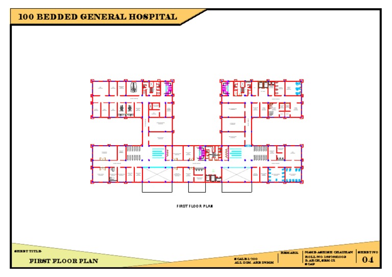 100 Bedded General Hospital: First Floor Plan | PDF | Health Care ...