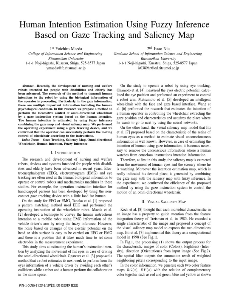 Human Intention Estimation Using Fuzzy Inference Based On Gaze Tracking ...
