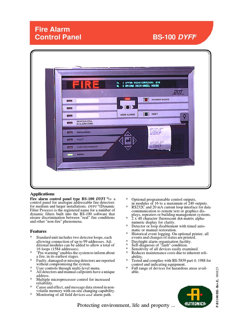 Fire Alarm Control Panel BS-100 DYFI: Protecting Environment, Life and ...