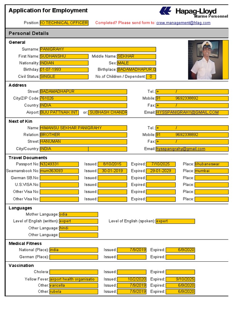 Application For Employment: Personal Details | PDF | Water Transport ...