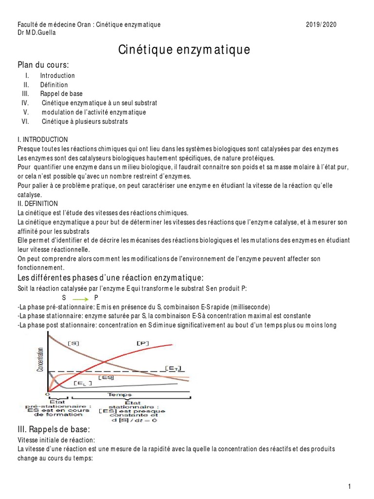 Cinétique Enzymatique | PDF | Inhibiteur enzymatique | Enzyme
