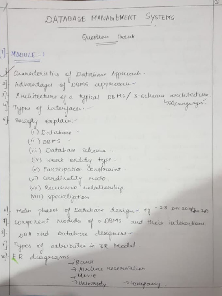 Dbms Complete Question Bank | PDF