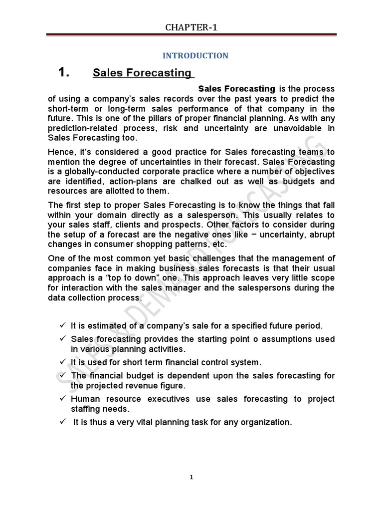 Chapter 1 | PDF | Forecasting | Sales
