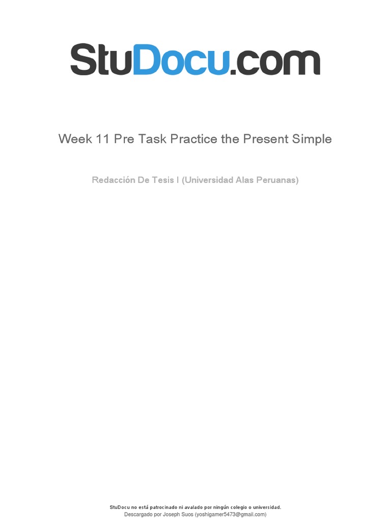 Week 11 Pre Task Practice The Present Simple | PDF | Salud y bienestar