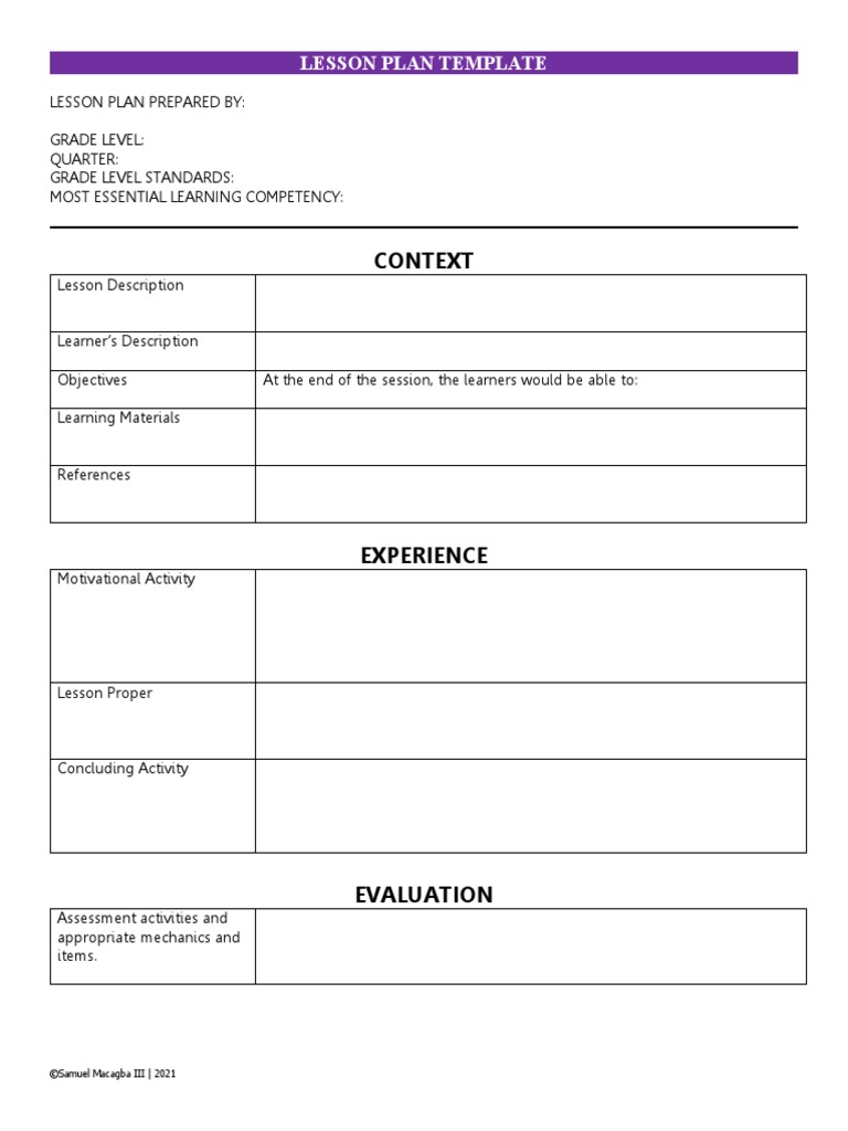 Lesson Plan Template - English | PDF