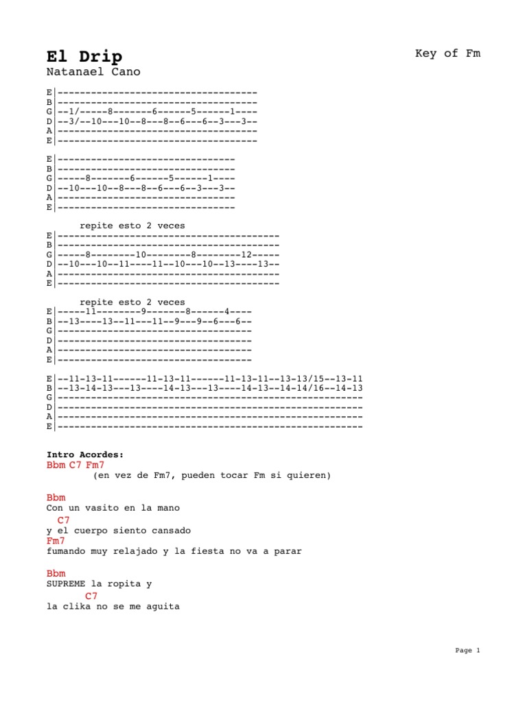 Acordes y letra de "El Drip" | PDF