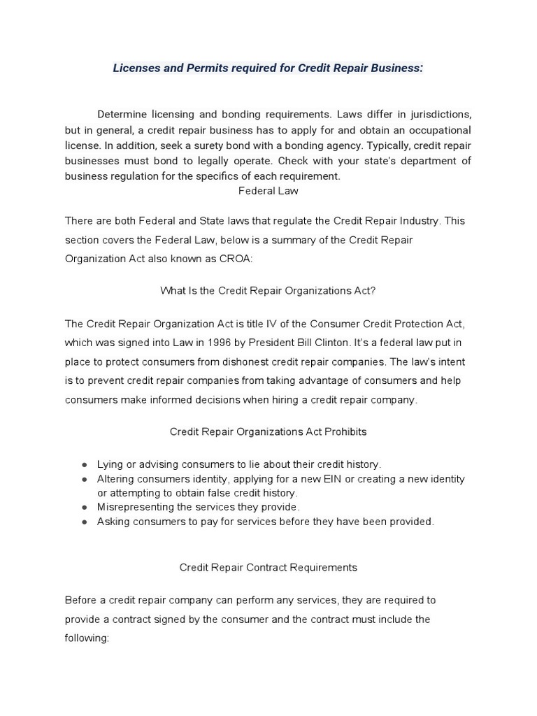 Virginia Credit Repair Business Guide | PDF | Credit History | License