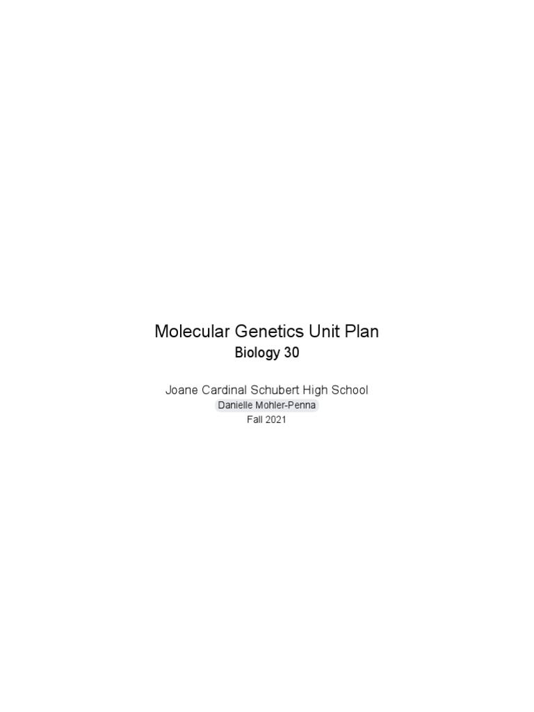 Molecular Genetics Unit Plan for Biology 30 | PDF | Translation ...