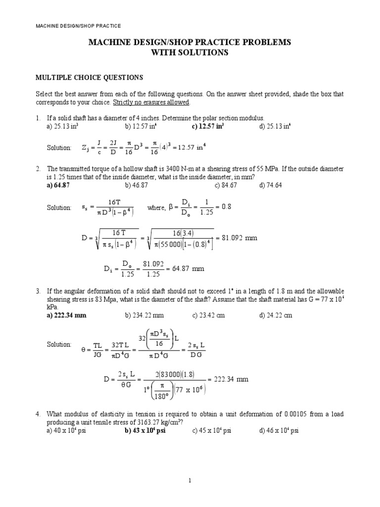 Machine Design Problems With Solutions | PDF | Belt (Mechanical ...
