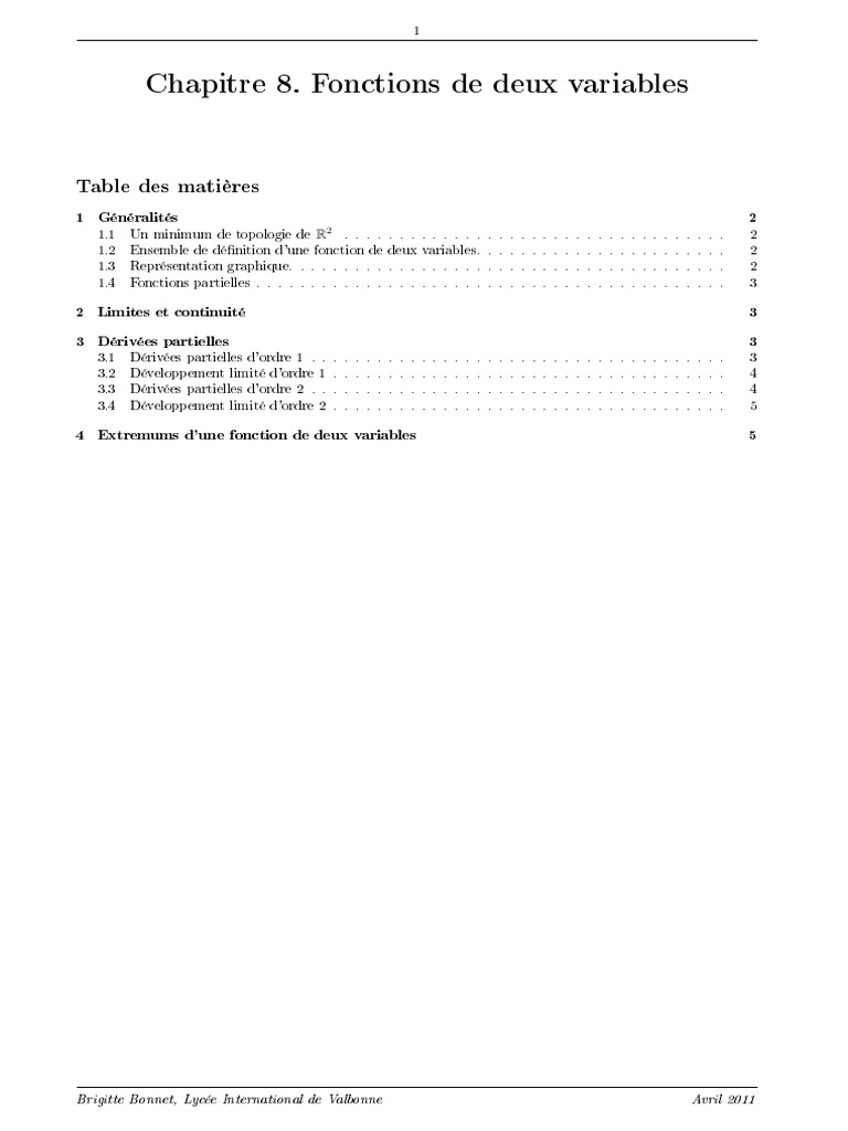 Les Fonctions À 2 Varibles | PDF