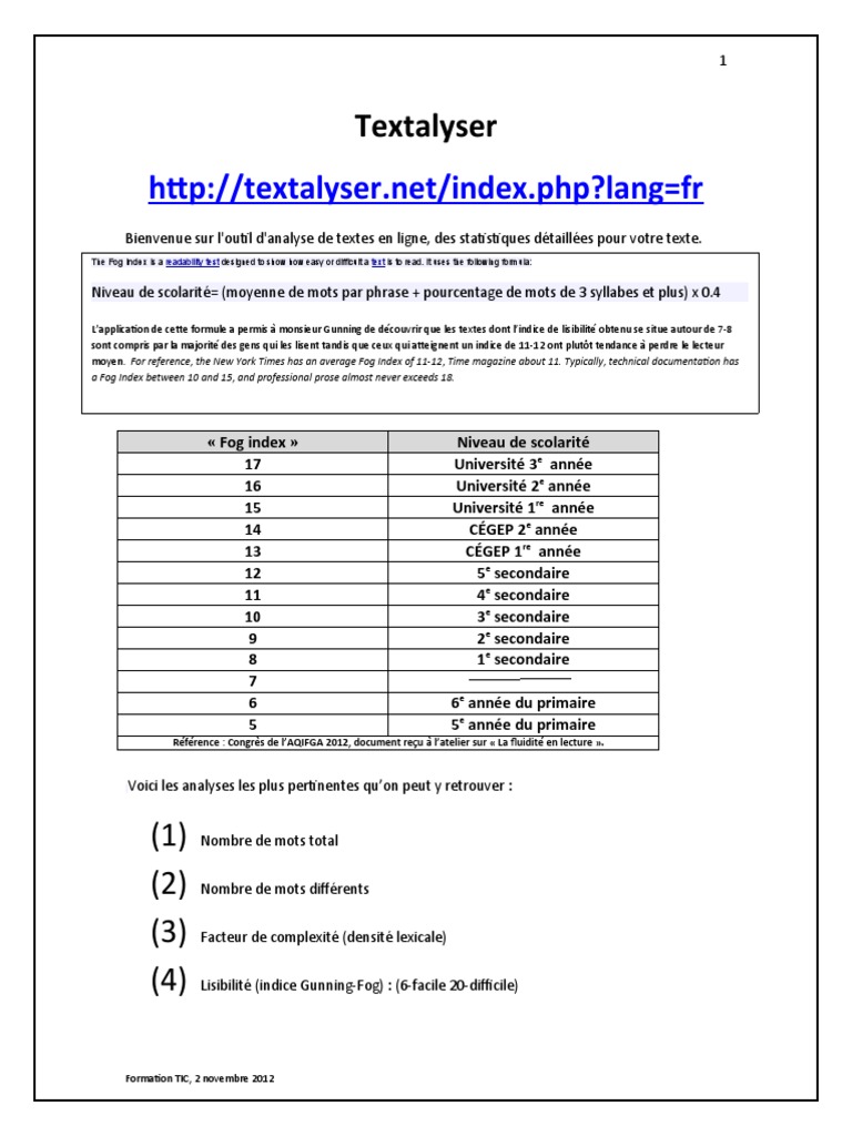 Outil d'Analyse de Lisibilité | PDF