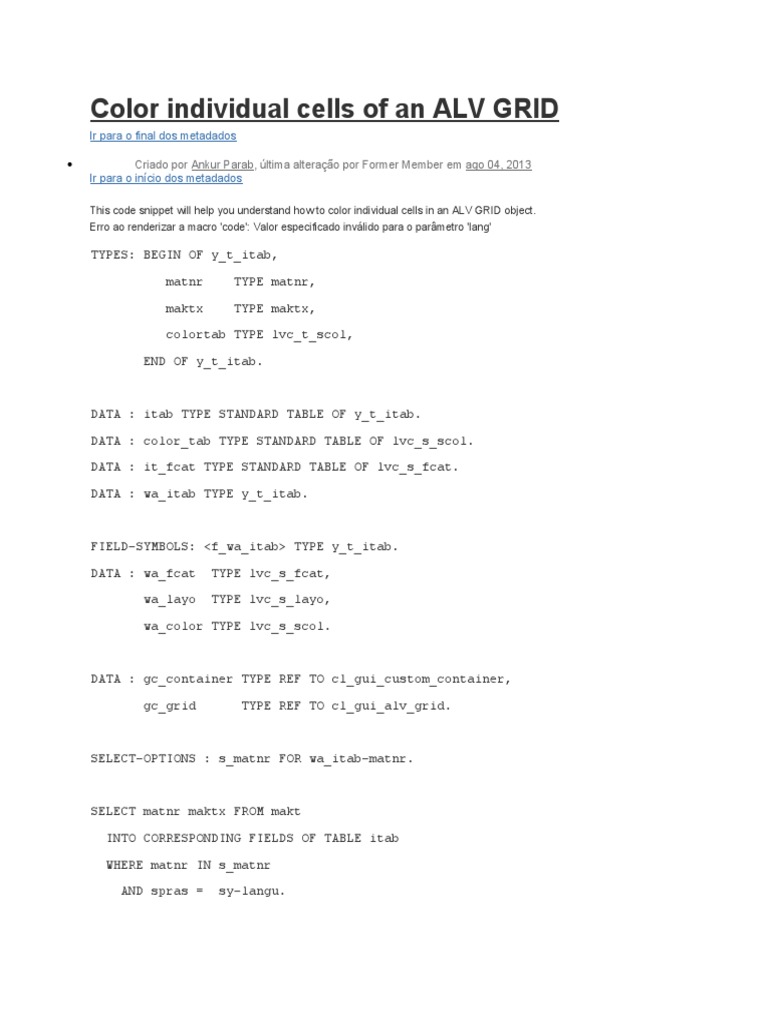 Alterar Cor Da Célula em ALV | Download Free PDF | Computer Programming | Computing