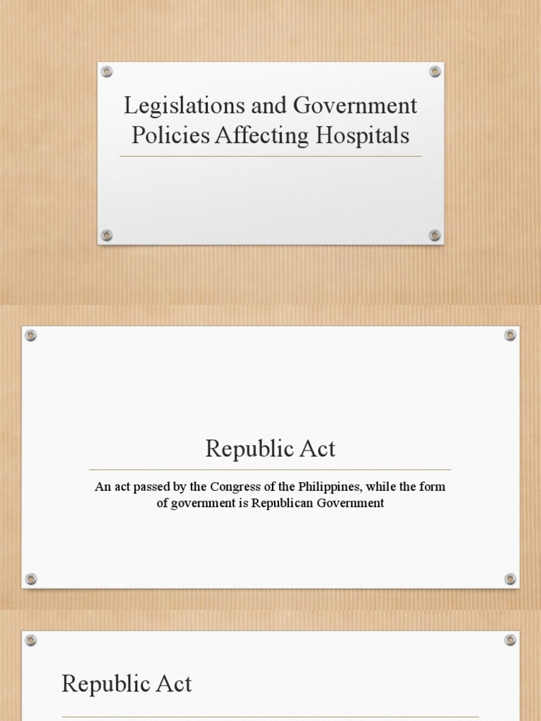 Legislations and Government Policies Affecting Hospitals | PDF ...