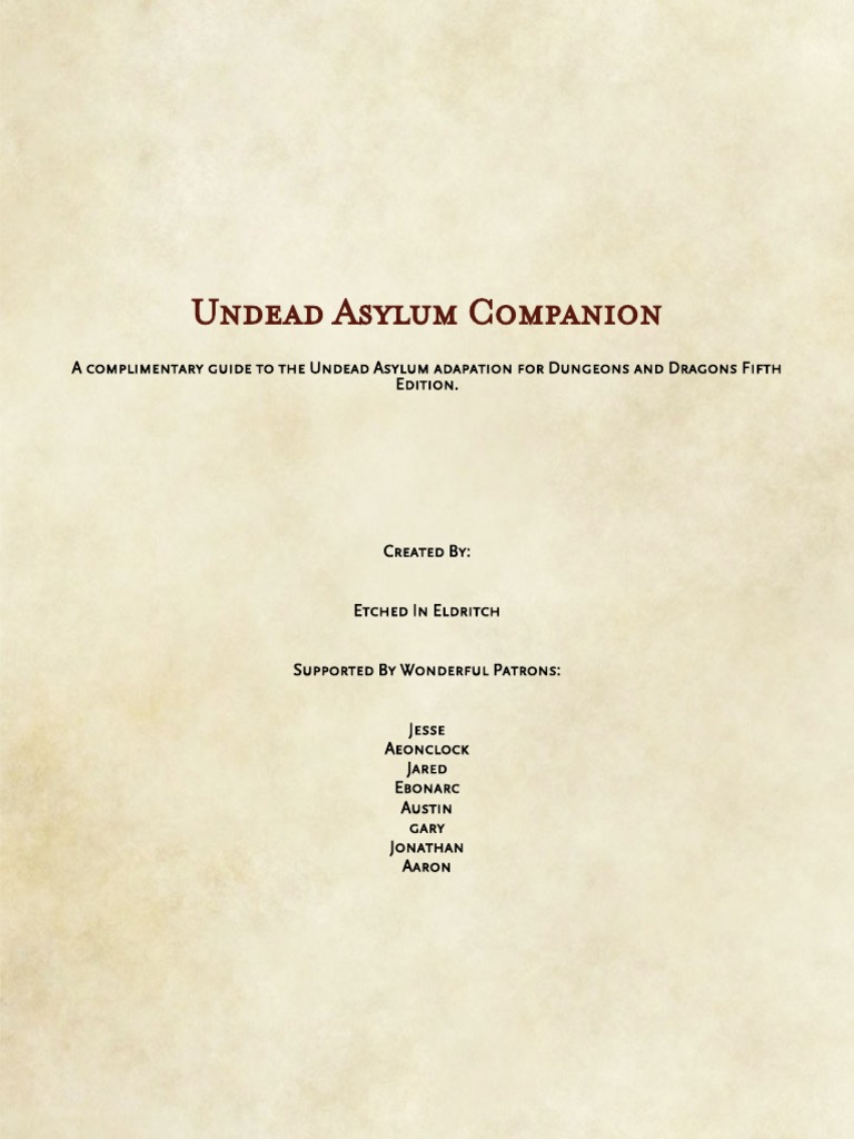 Undead Asylum - The Homebrewery | PDF