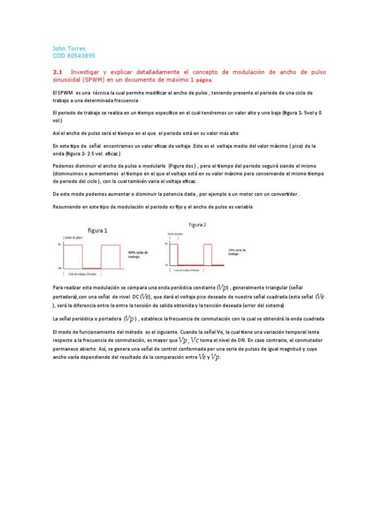 Concepto de SPWM en Modulación de Pulsos | PDF