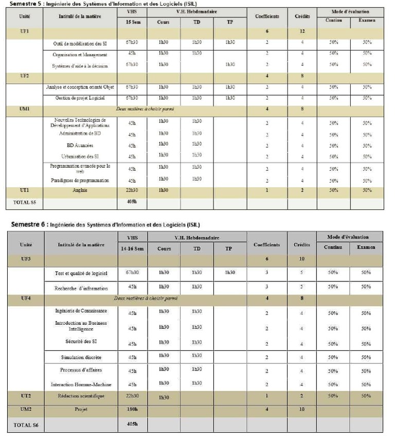 Programme-L3-ISIL Univ Guelma (Tchi Drive) | PDF