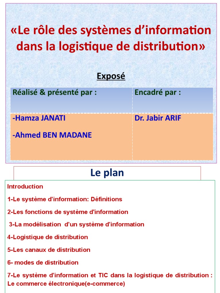 Le rôle des systèmes d’information dans la logistique | PDF | Sodles ...