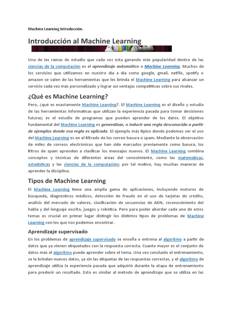 Introduccion Al Machine Learning | PDF | Aprendizaje automático ...