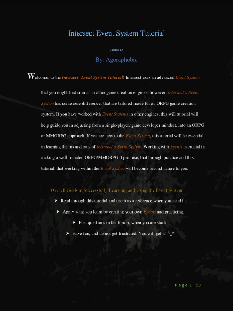 By: Agoraphobic: Event System Intersect's Event System Event Systems | PDF | Games & Activities